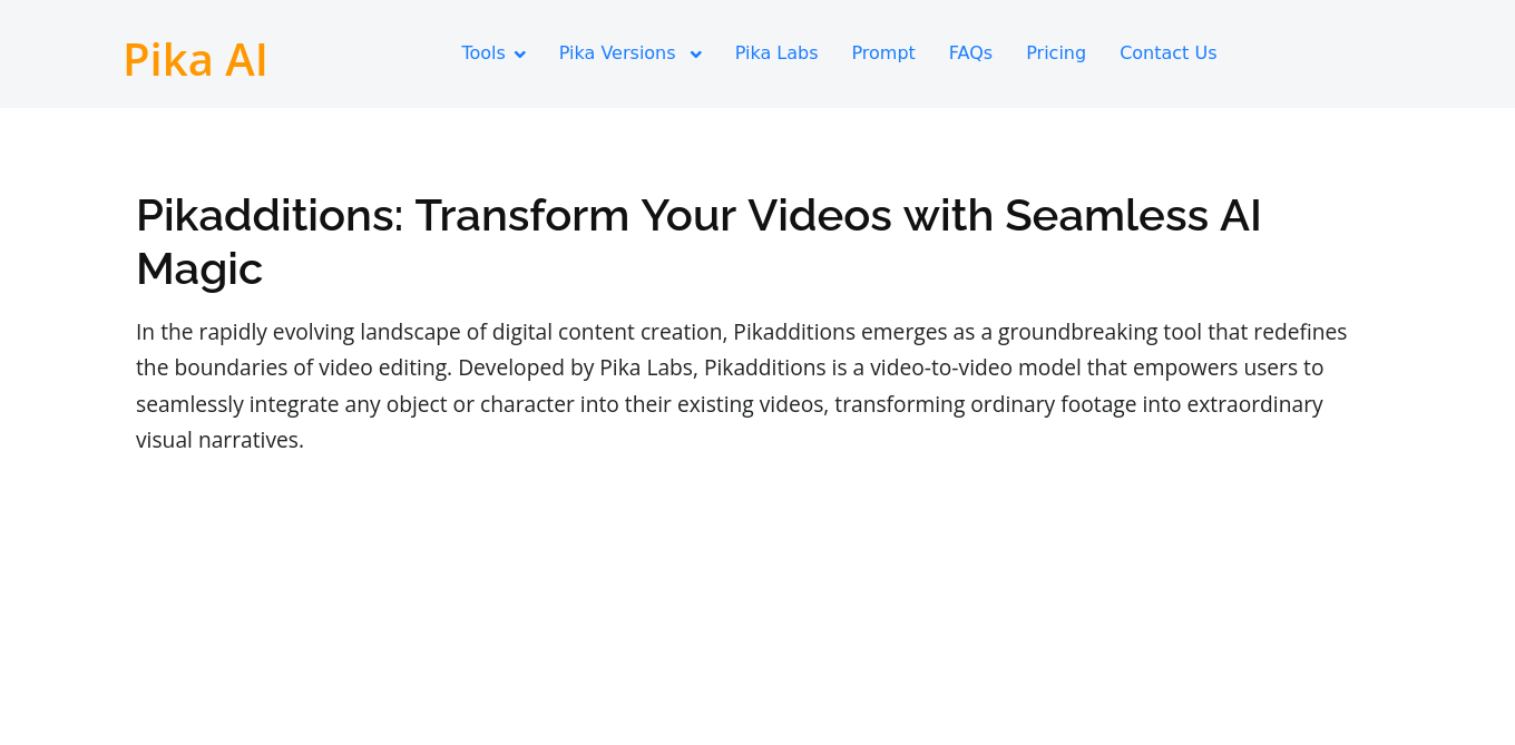 Pika AI: Pikadditions – Videotizer